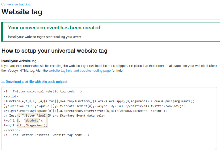 Getting Started – Twitter Conversion Tag – Civil Pixels Knowledge Base